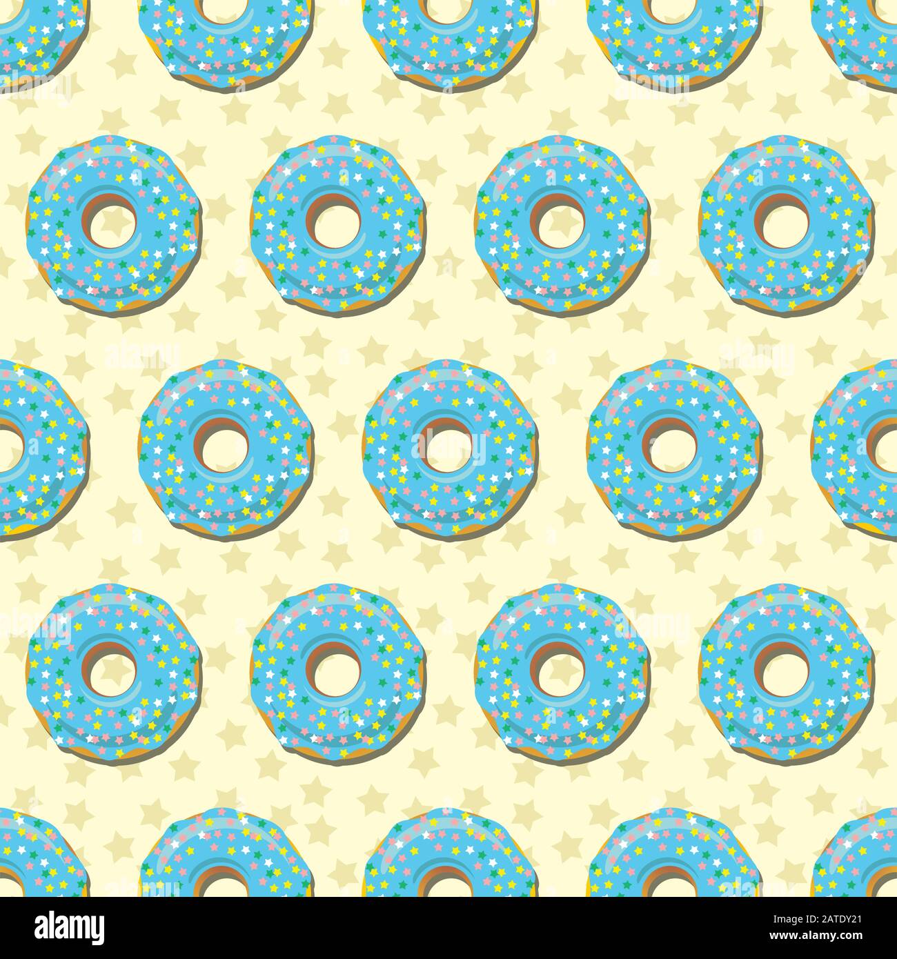 Donut seamless pattern. Sweet sugar icing donuts in the blue glaze on ...