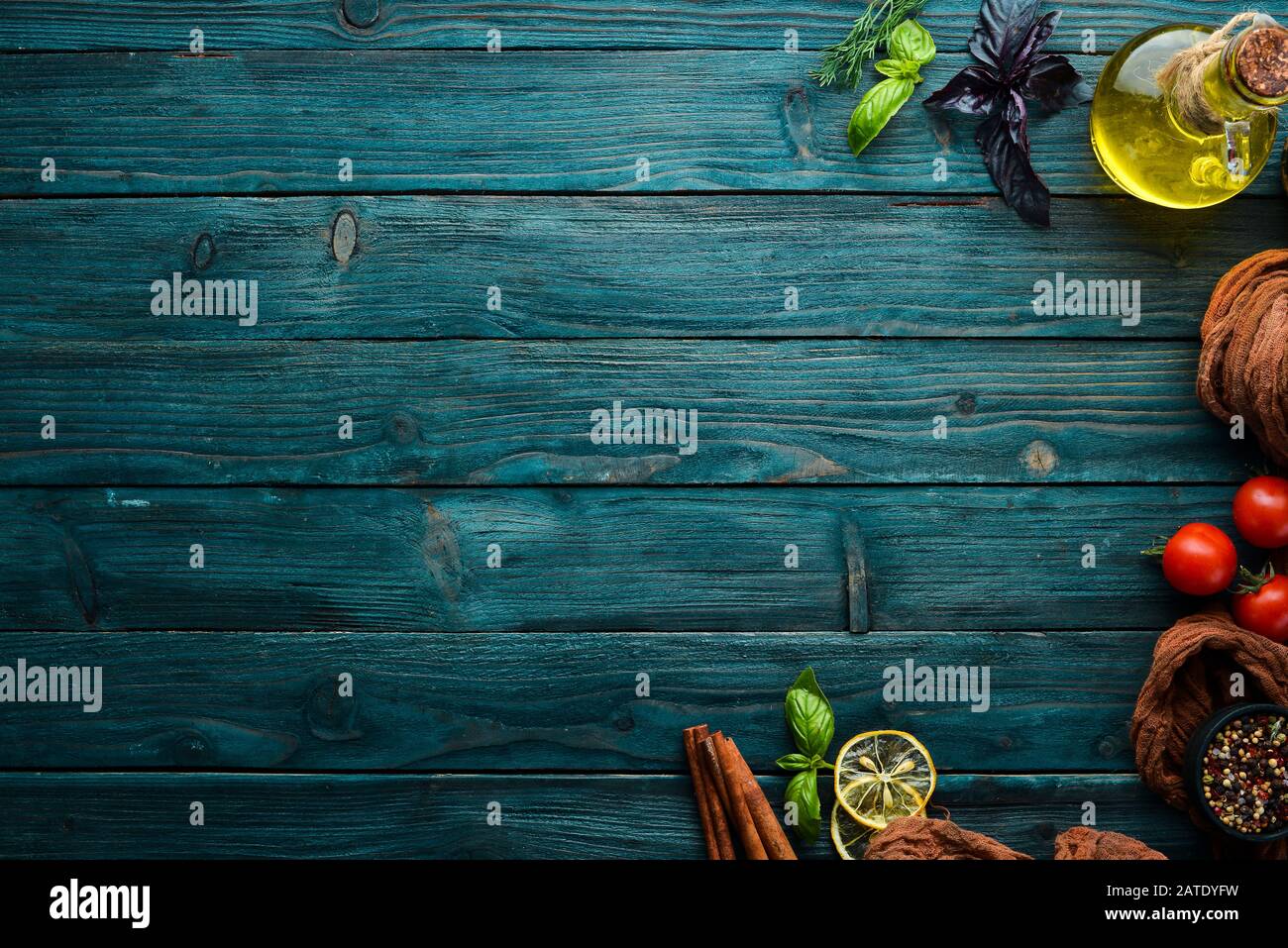 Blue Food Background. Cooking Ingredients. Top view. Free space for ...