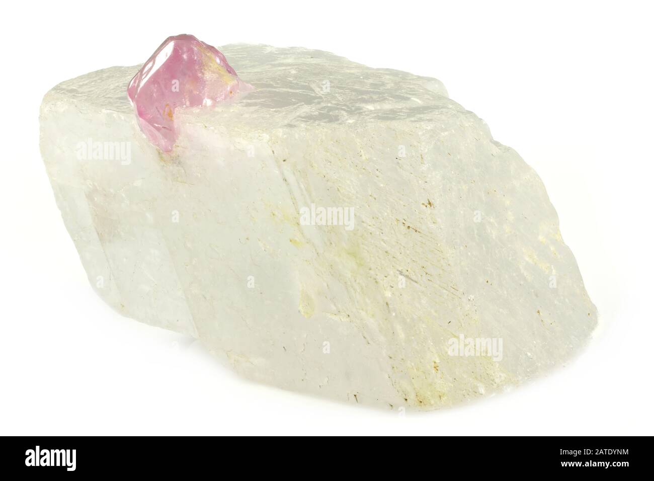 ruby in calcite matrix from Dattaw Mine, Myanmar isolated on white ...