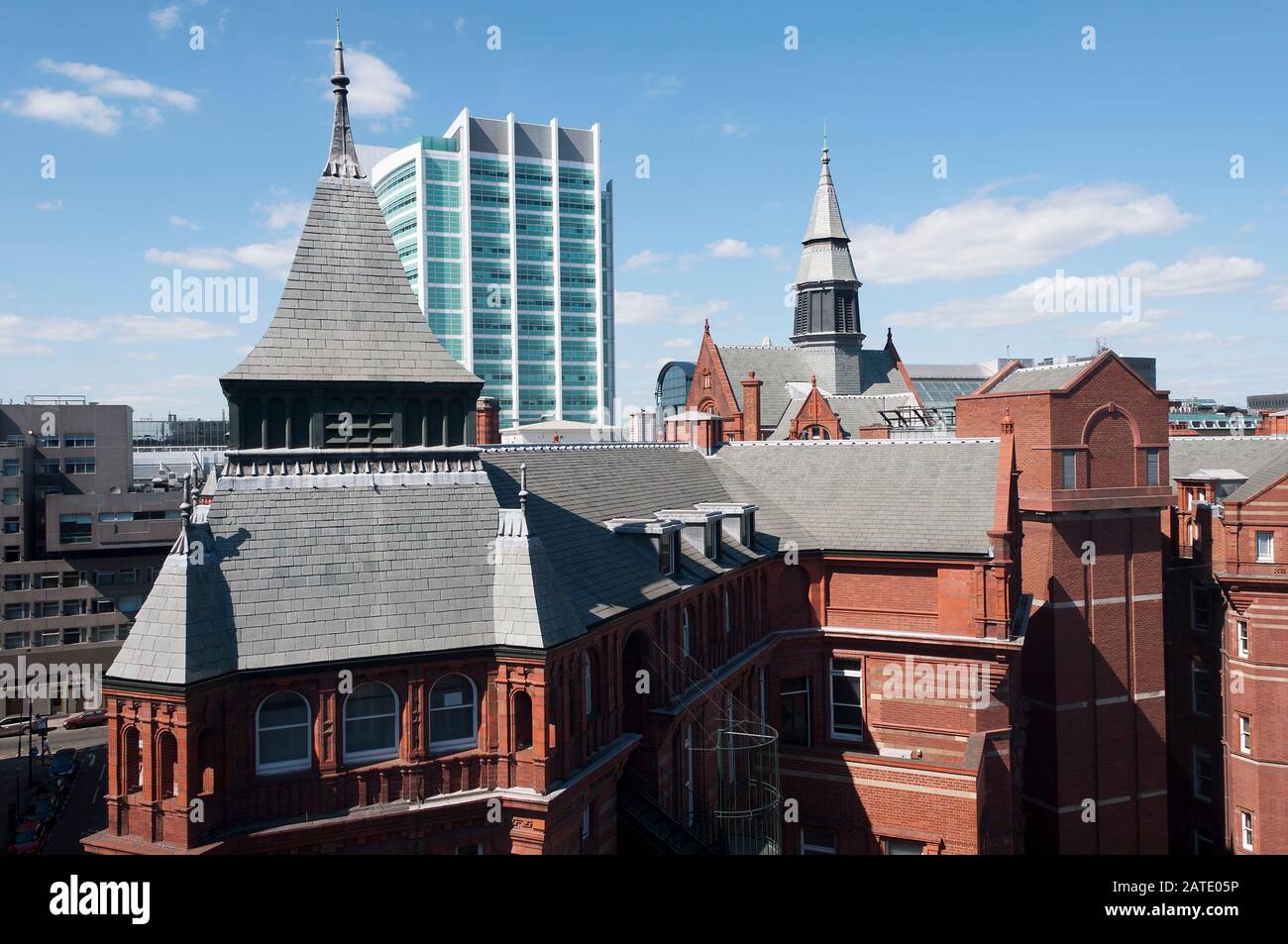Rooftop view of the Cruciform Building - part of the UCL campus Stock ...