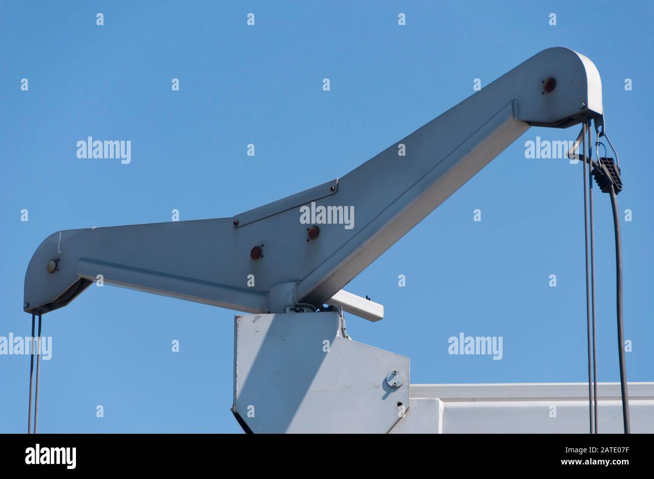 A window cleaning hoist on the top of a research institute Stock Photo ...