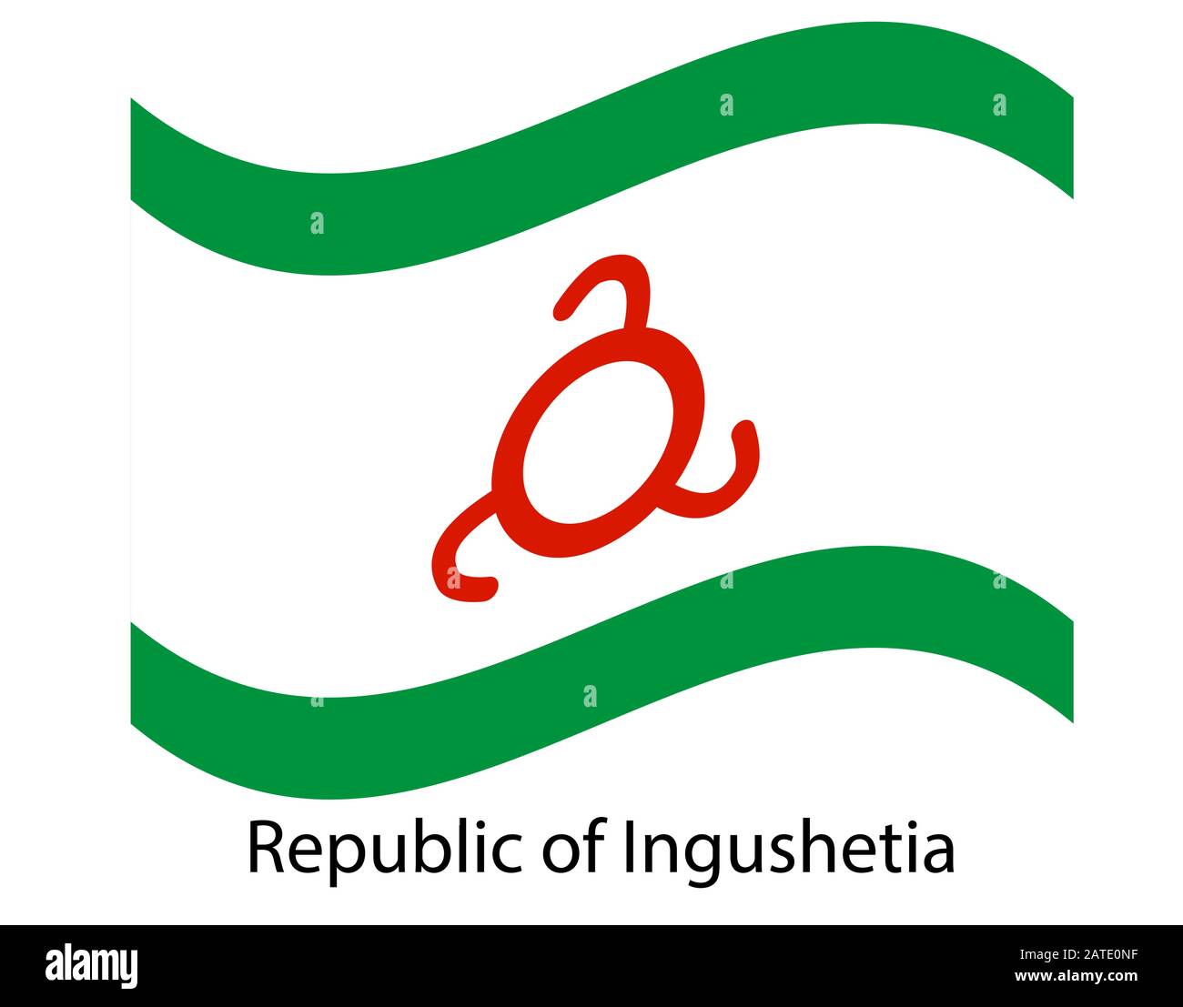 Ingushetia Republic national flag on white background texture ...