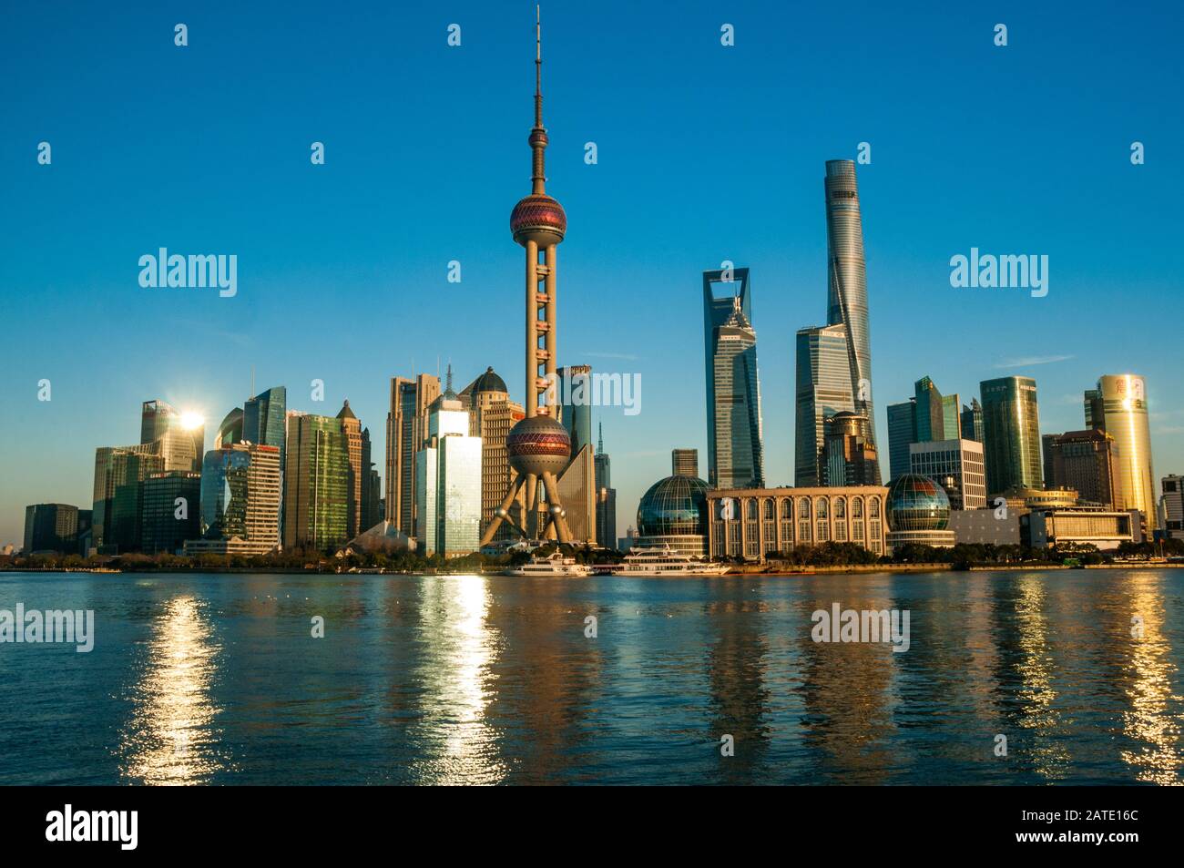 Iconic view of Shanghai’s Pudong skyline taken from the Bund Stock ...