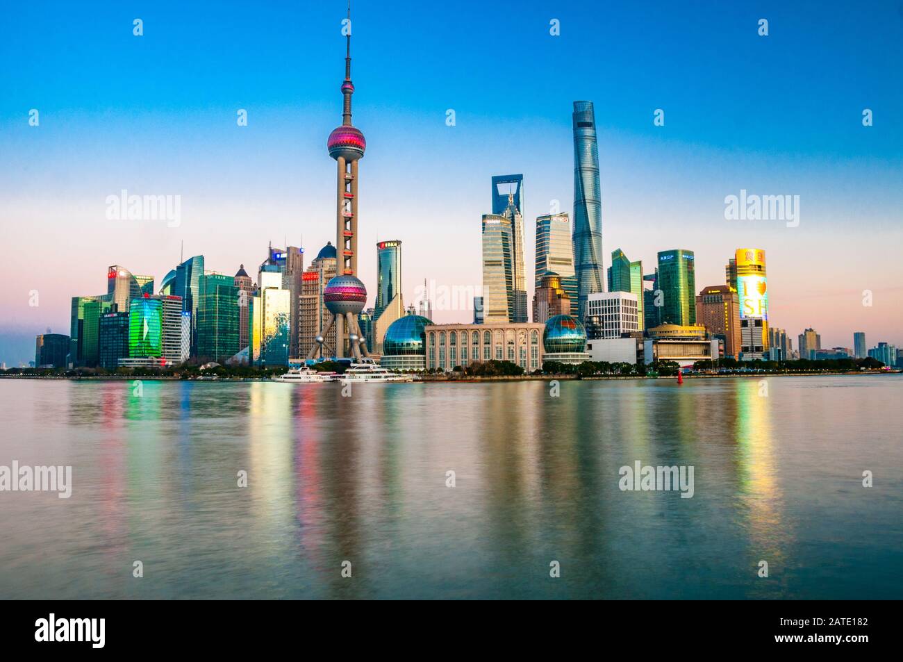 Iconic view of Shanghai’s Pudong skyline taken from the Bund Stock ...