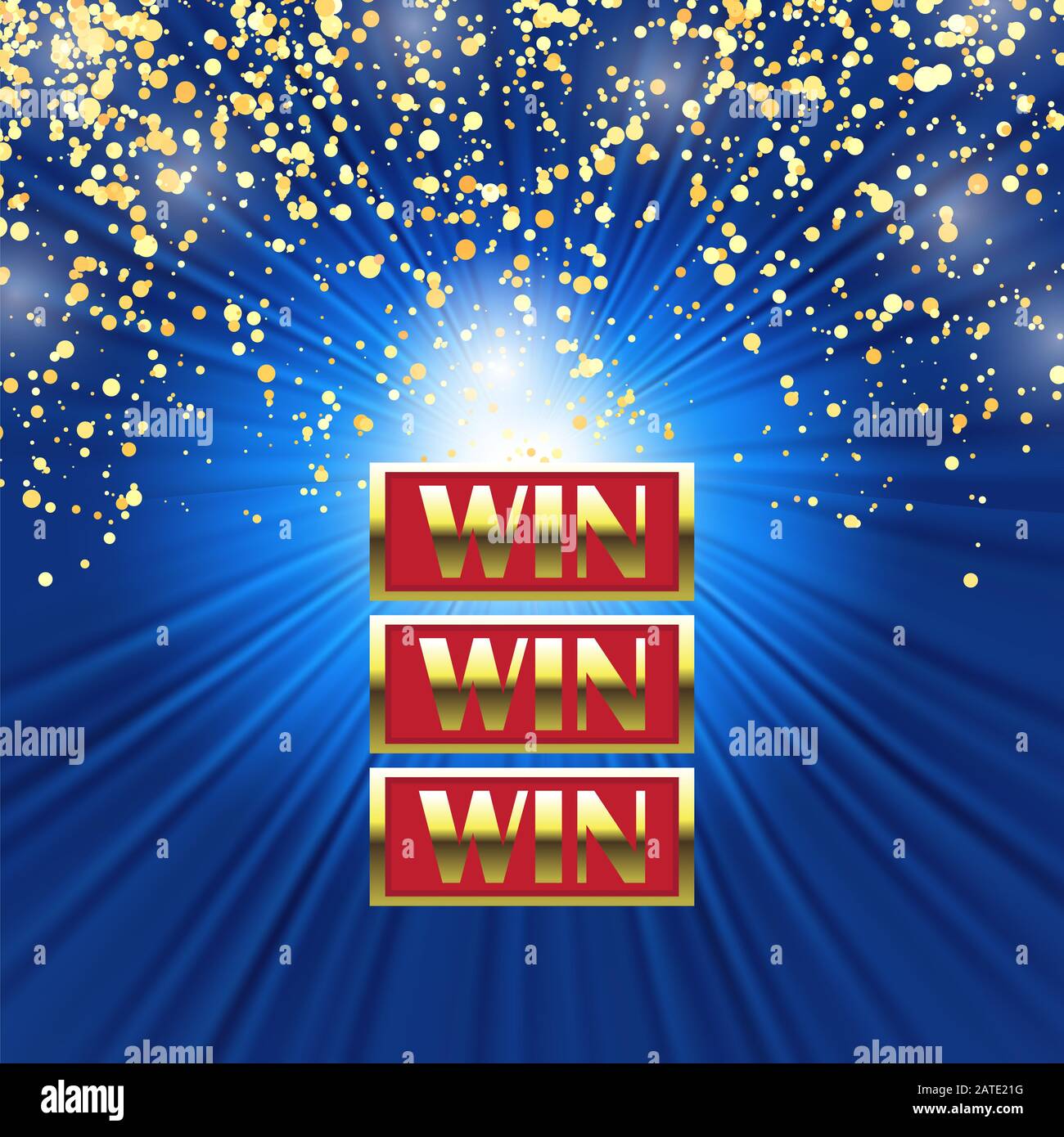 Winner Banner with Gold Letters on Blue Background with Yellow Confetti ...