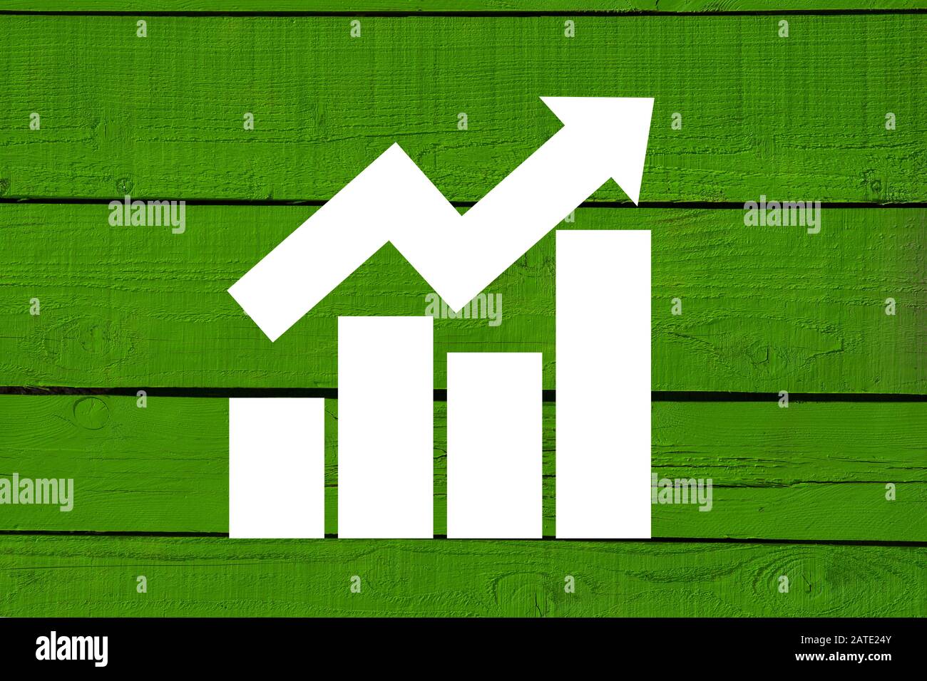 Growth histogram on a green wood background Stock Photo - Alamy