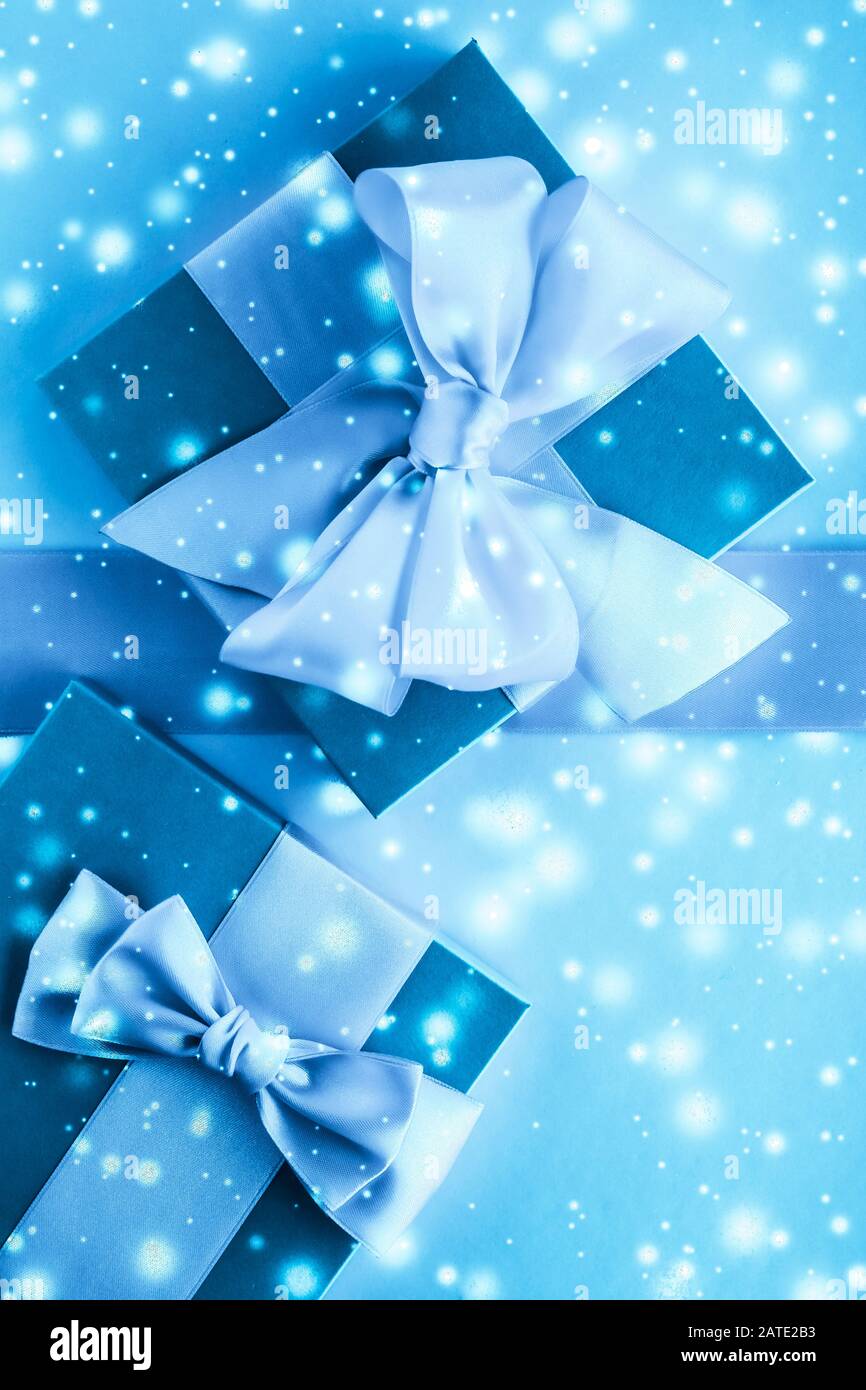 New Years Eve celebration, wrapped luxury boxes and cold season concept ...