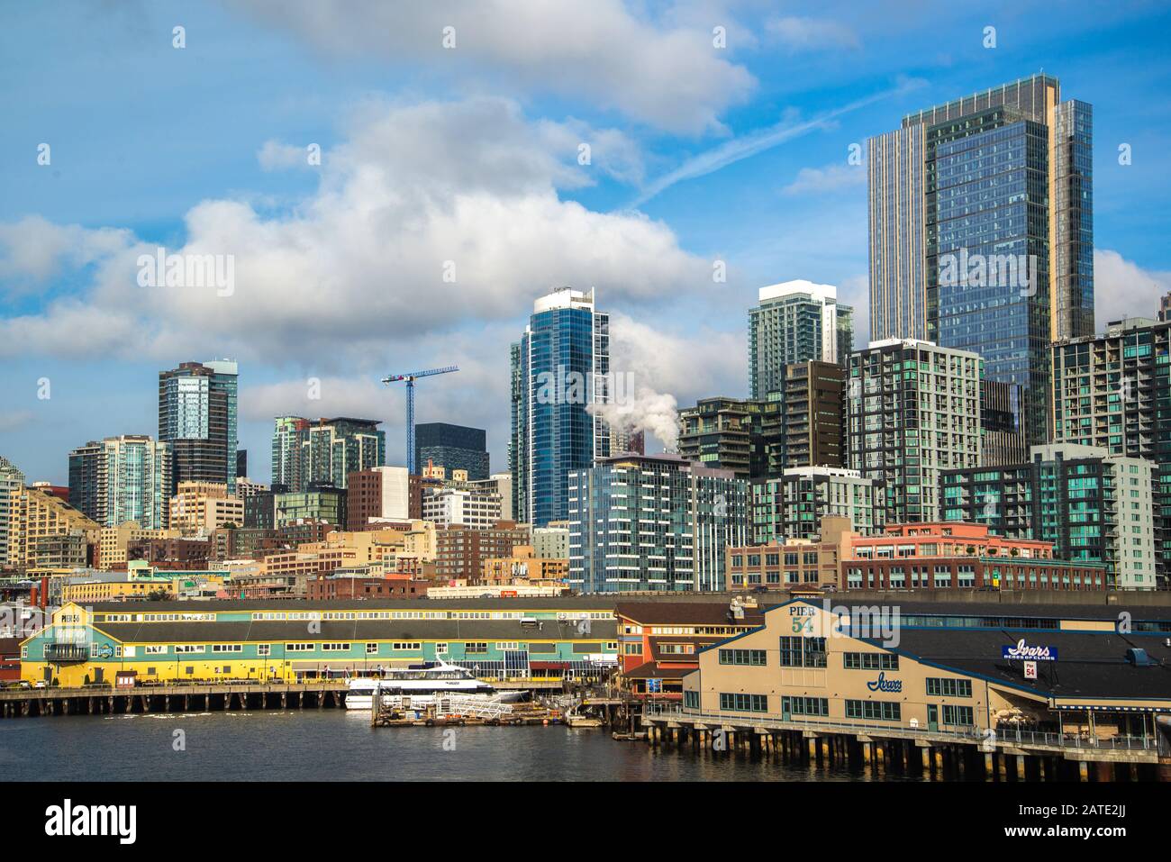 Seattle downtown skyline at sunny day with modern buildings Stock Photo ...