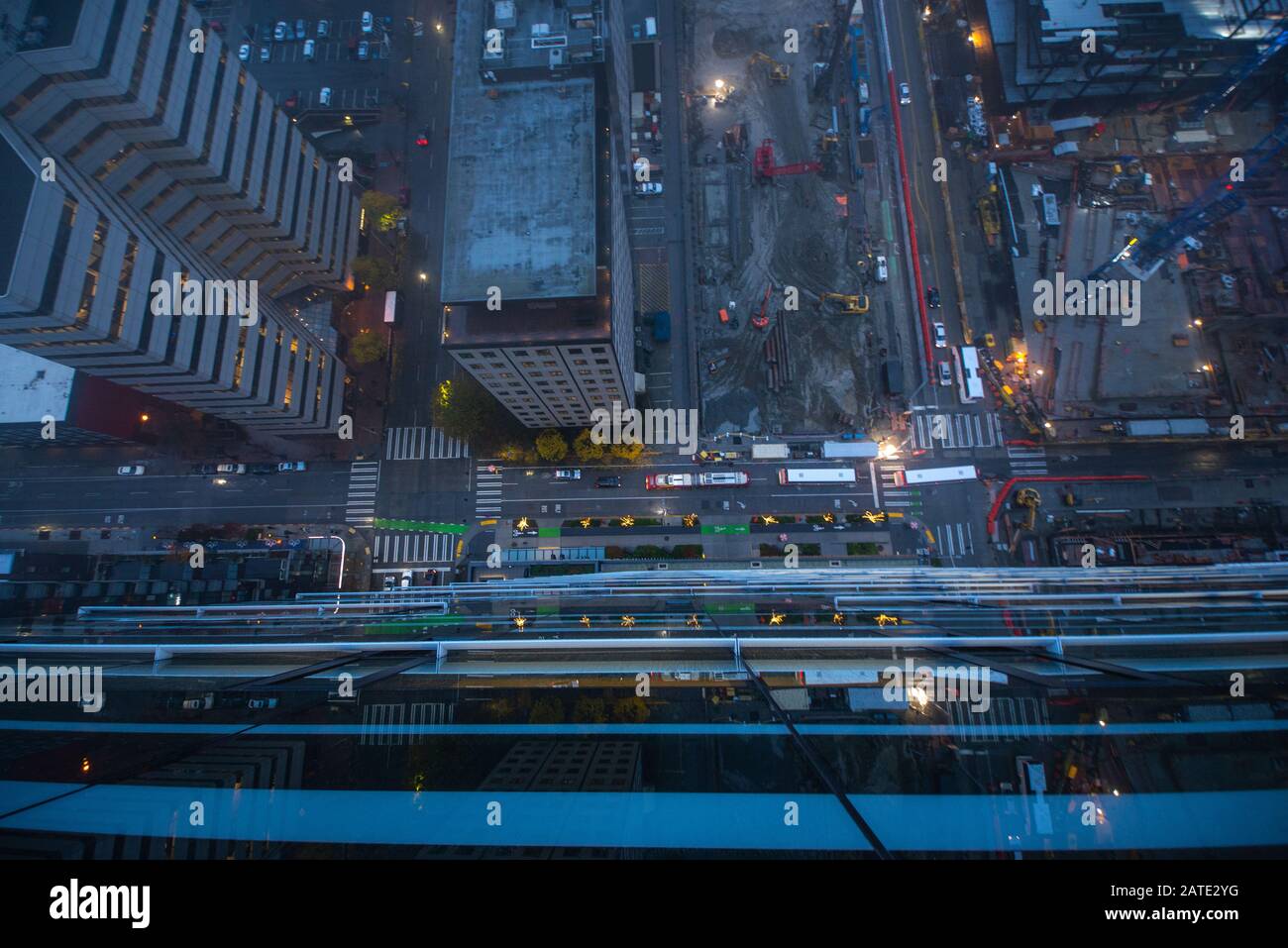 Top view aerial photo from flying drone of a Seattle City with ...