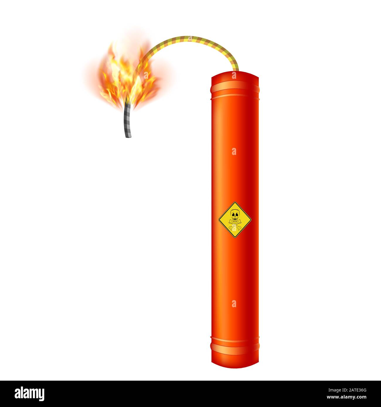 Bomb Icon on White Background. Detonate Dynamite Concept. TNT Red Stick ...