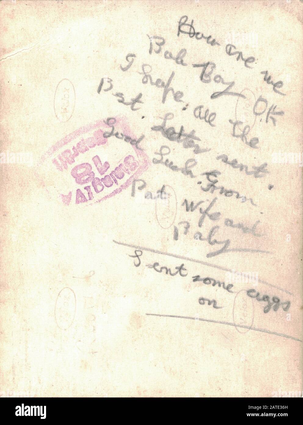 Back of Photograph Sent To My Father In A Prisoner of War Camp, Stalag ...