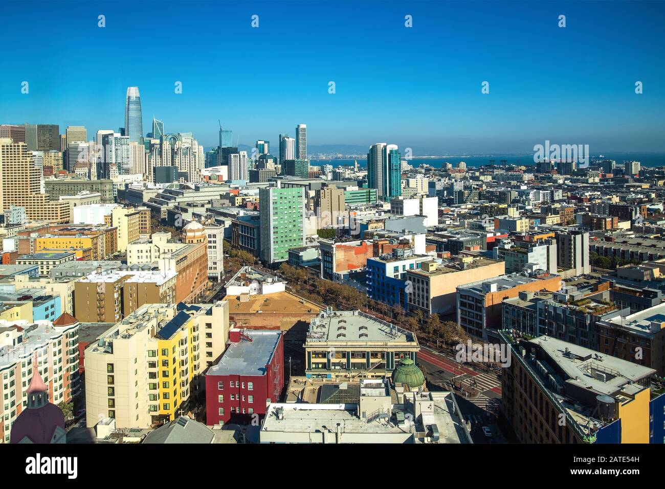 Aerial cityscape view of San Francisco, California, USA. San Francisco ...