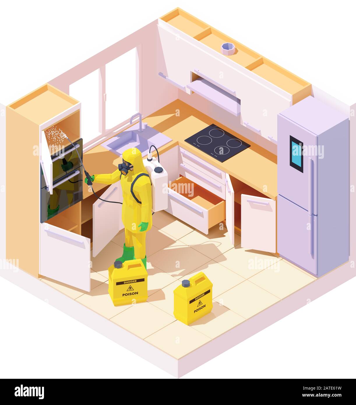 Illustration pest control worker Cut Out Stock Images & Pictures - Alamy