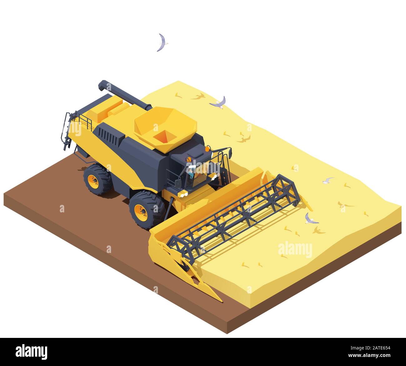 Combine harvester wheat agricultural field Stock Vector Images - Alamy