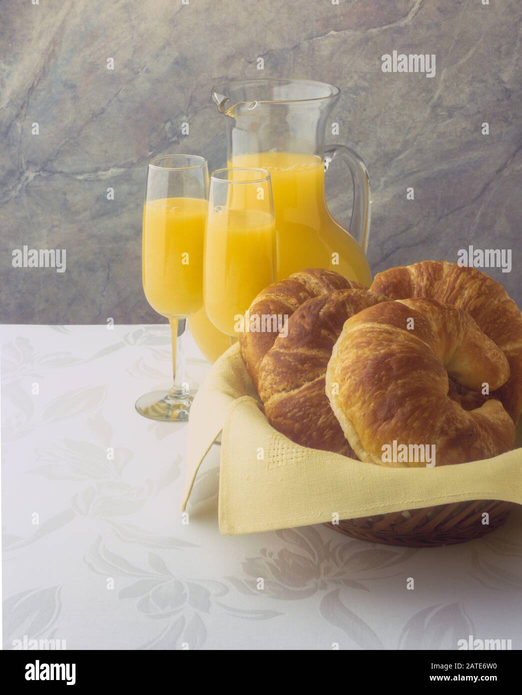 Brunch Ingredients, croissant orange juice Stock Photo - Alamy
