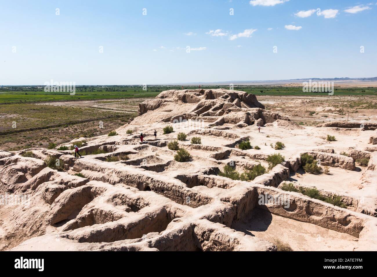 Of ancient settlement Toprak Kala fortress in Uzbekistan Stock Photo ...