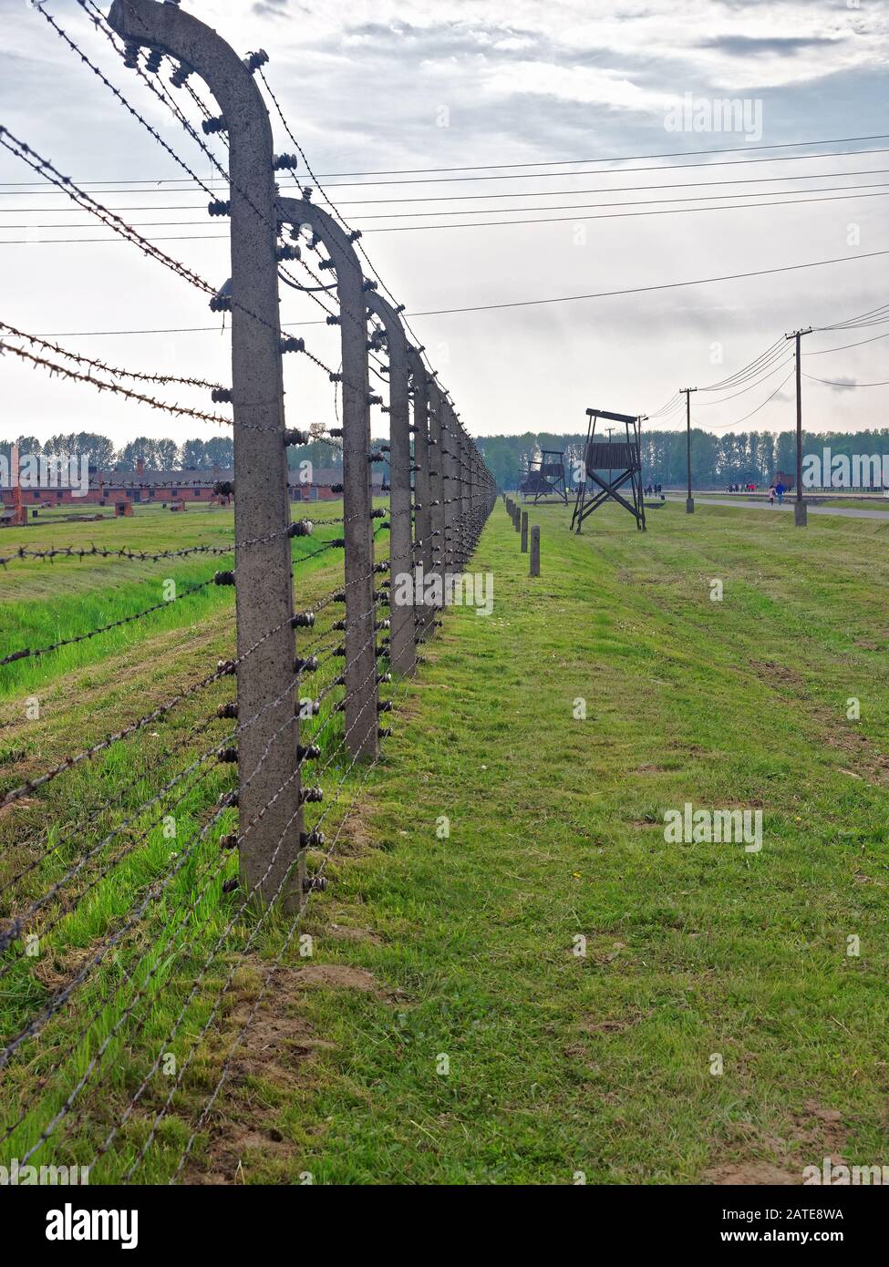 Watch tower at concentration camp Auschwitz Birkenau Stock Photo - Alamy