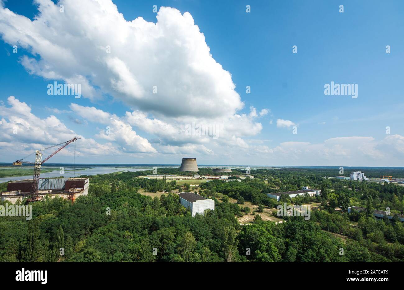 Aerial. Unfinished Cooling Tower Of The Chernobyl Nuclear Power Plant ...