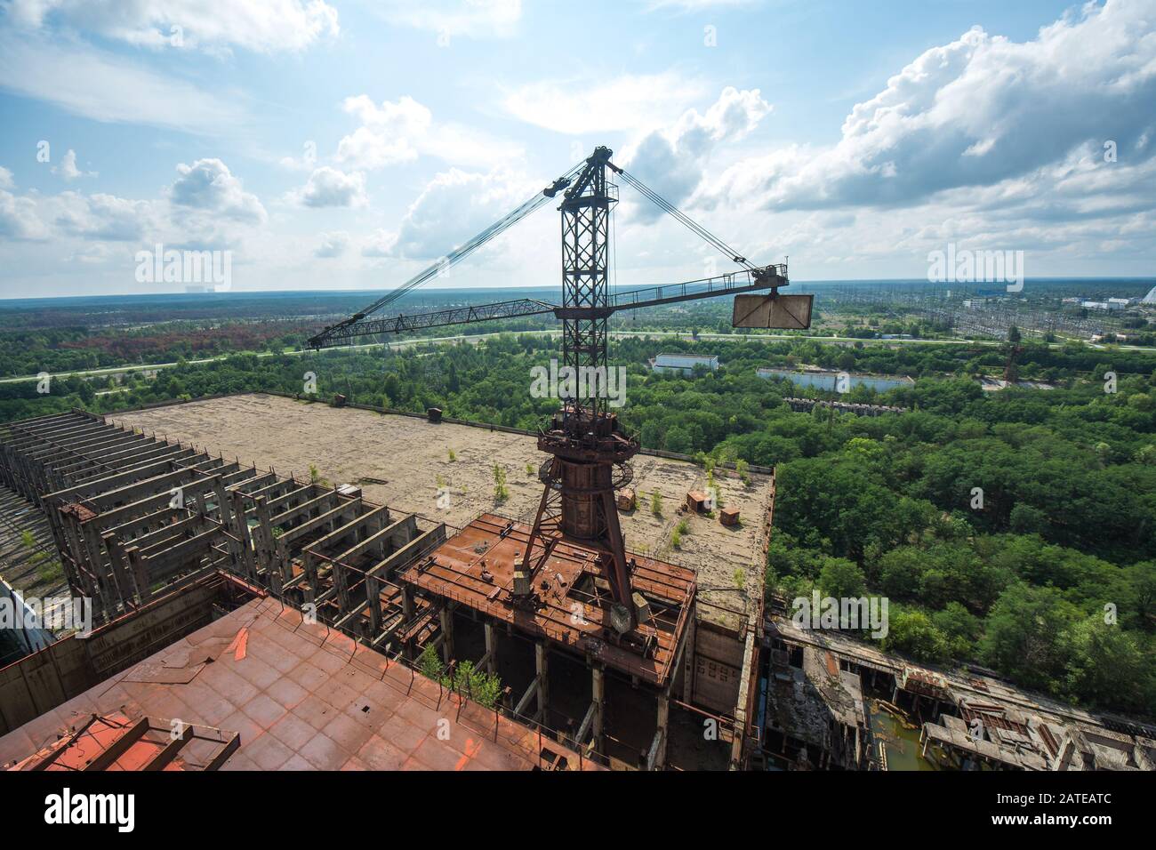 Aerial. Unfinished Cooling Tower Of The Chernobyl Nuclear Power Plant ...
