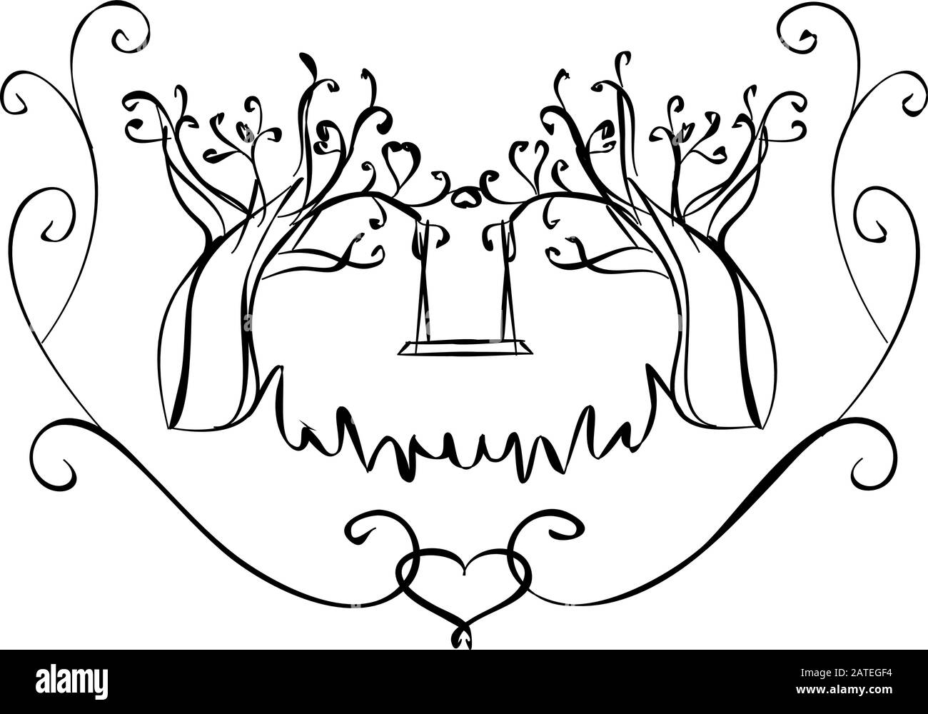 Two trees in love Stock Vector Images - Alamy