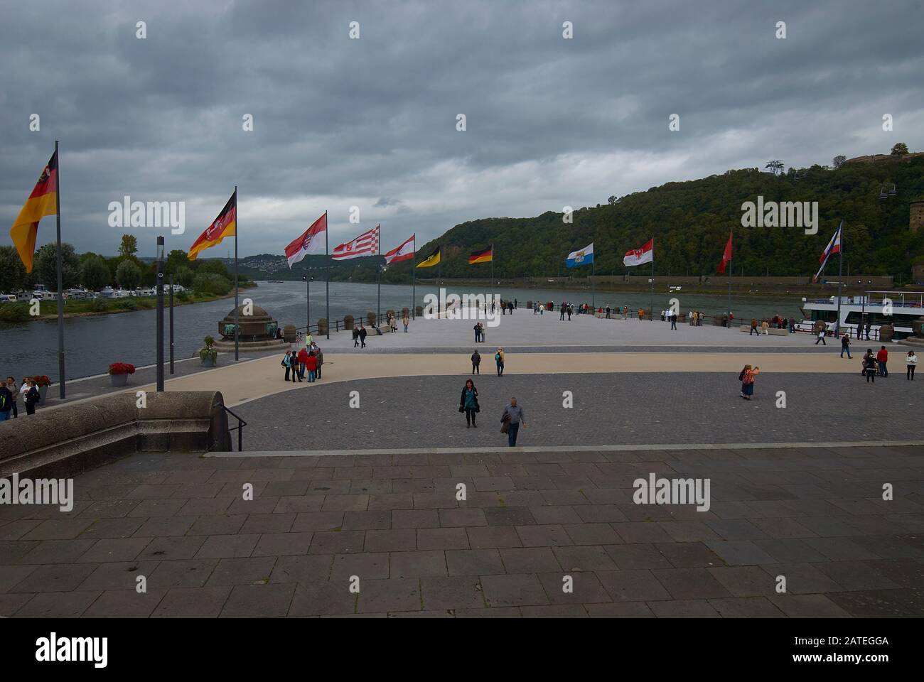 The "German Corner" (Deutschland Eck), a spit of land like a ship's bow ...
