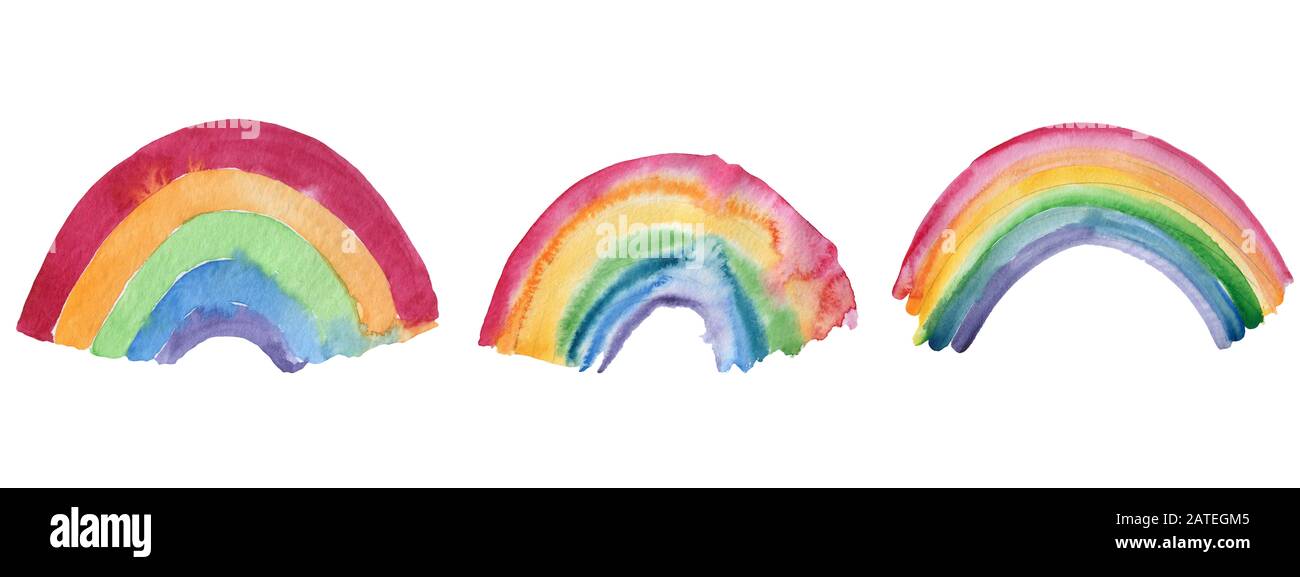 Watercolor Rainbows in Different Shapes Stock Photo - Alamy