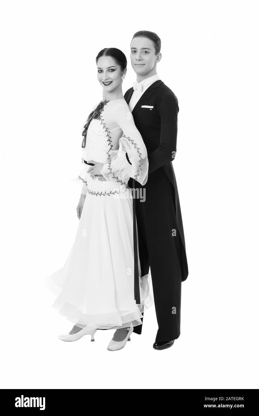 couple in love.ballroom dance couple in a dance pose isolated on white ...