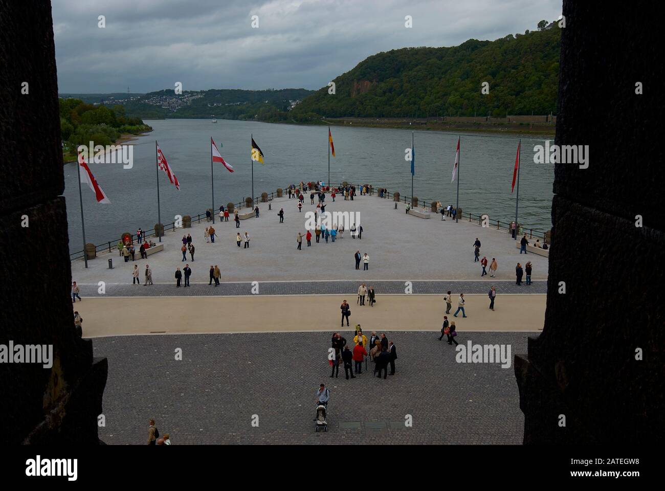 The "German Corner" (Deutschland Eck), a spit of land like a ship's bow ...