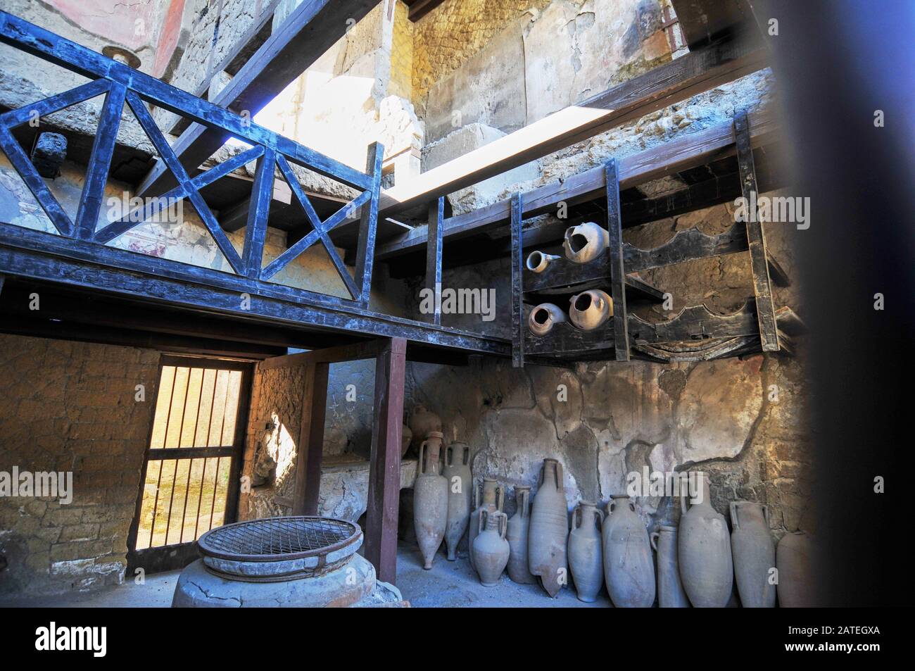 Italy, Naples, Herculaneum: Interior of a Shop or Store with Amphora ...