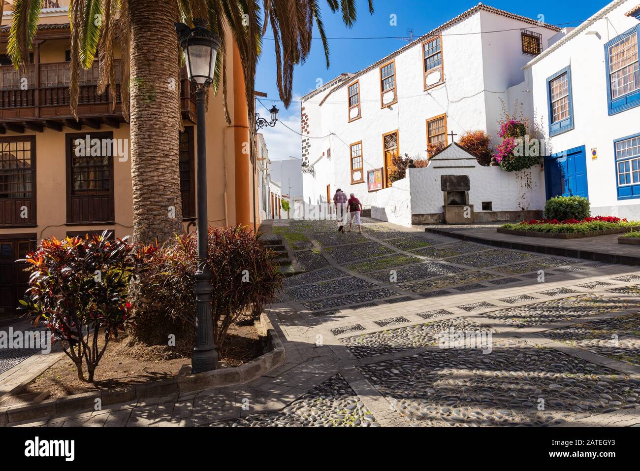 Santa Cruz, capital city of the island La Palma. Traditional ...