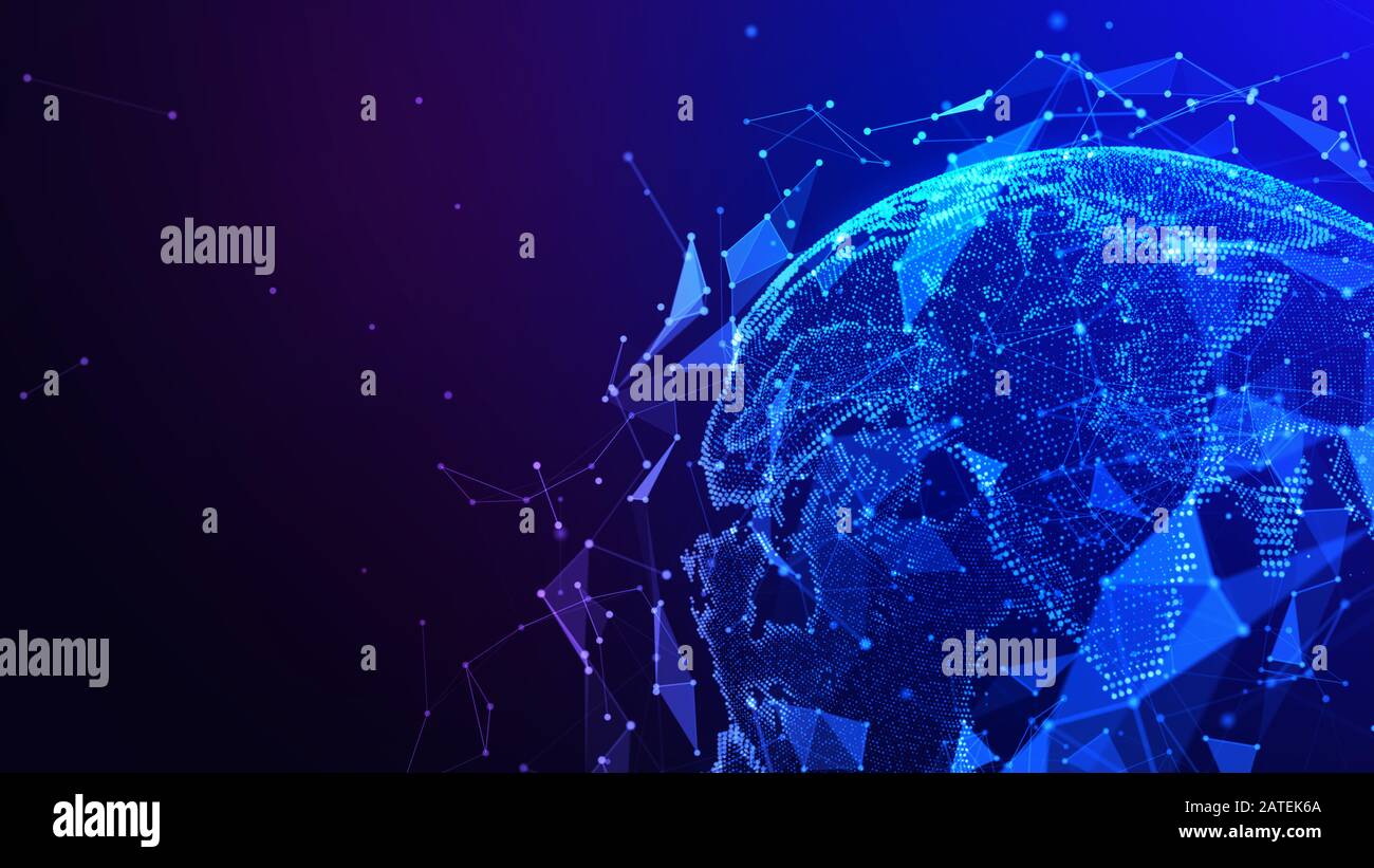 Connection lines Around Earth Globe. Background with Light Effect ...