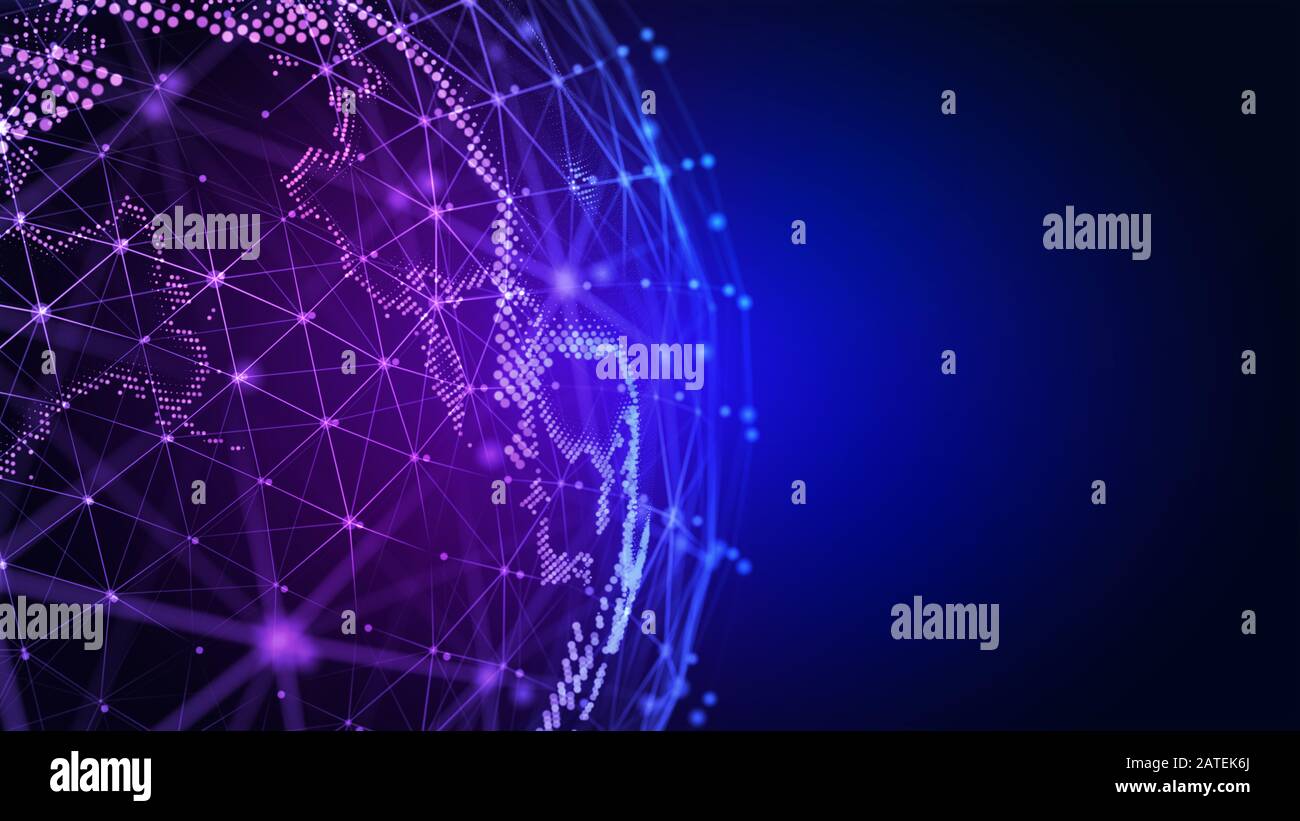 Connection lines Globe. Background with Light Effect. Global ...