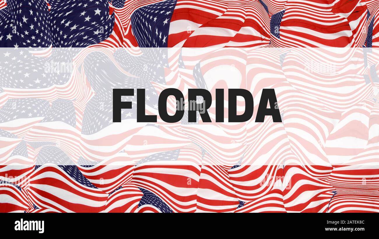 FLORIDA state text on american flag illustration Stock Photo - Alamy
