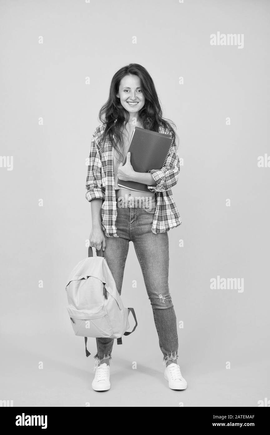 Happy smiling schoolgirl student Black and White Stock Photos & Images ...