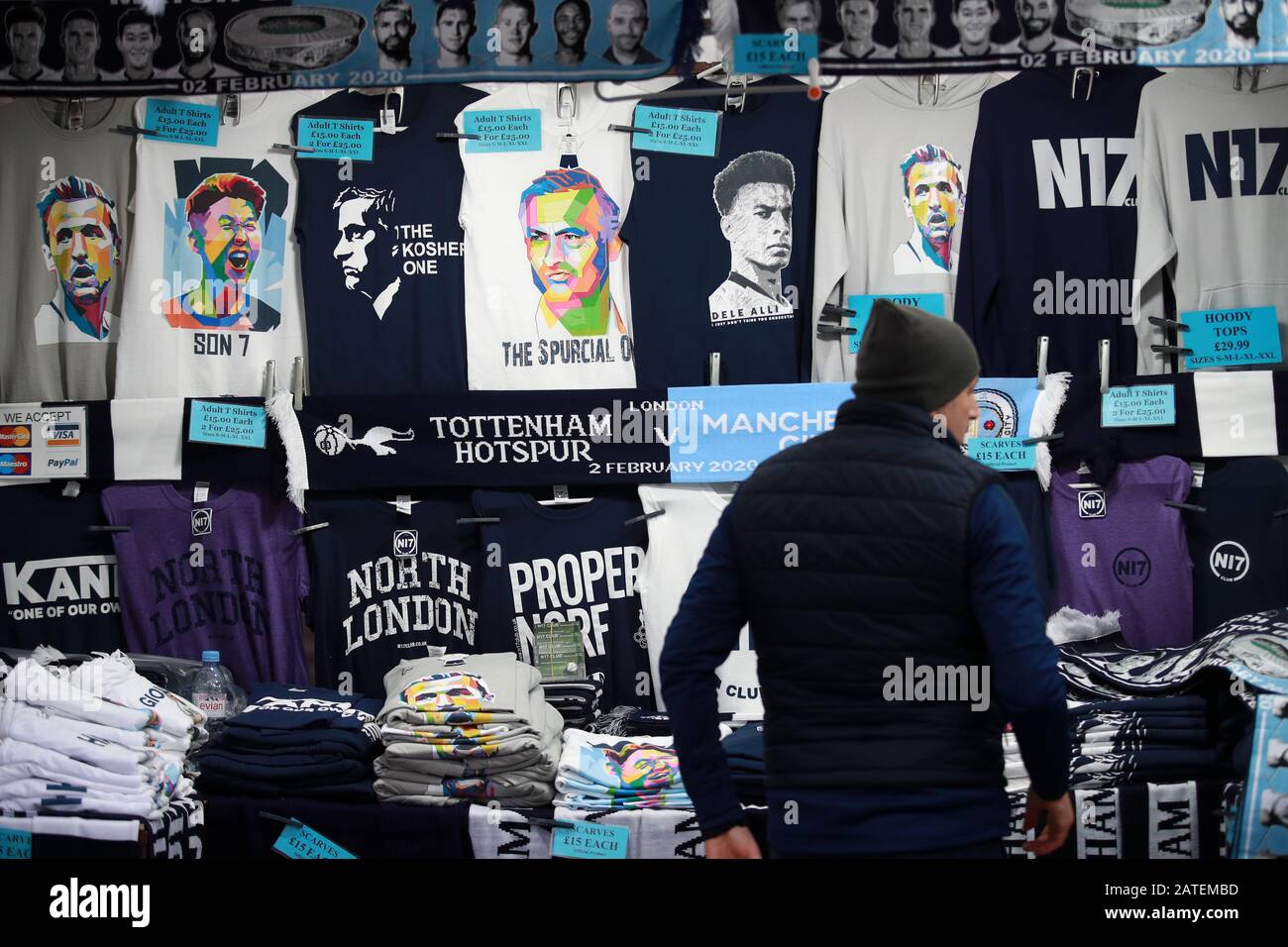 A merchandise stand during the Premier League match at Tottenham ...