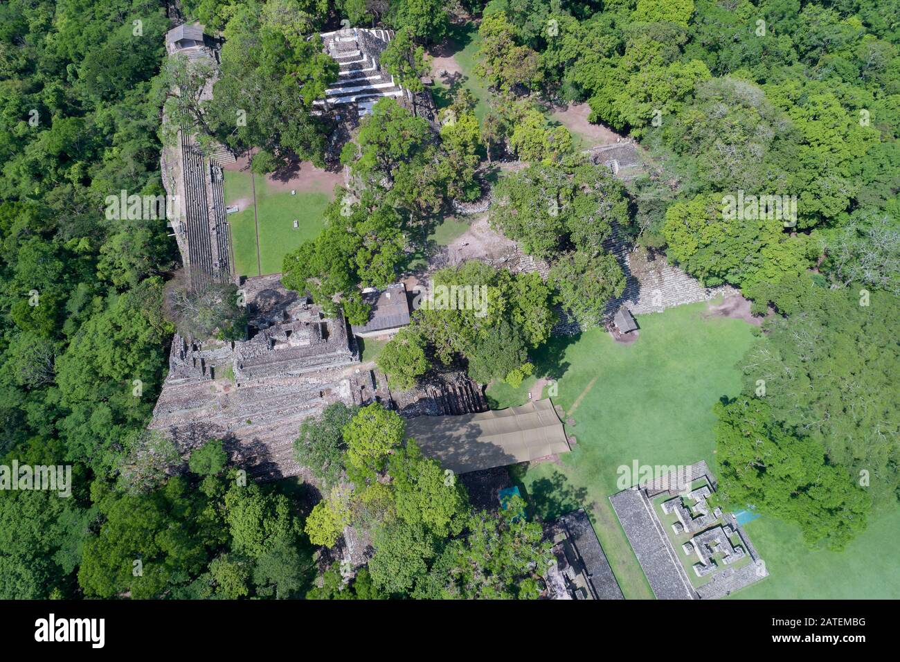 Aerial View of the excavation from the Maya Copan Ruins, Honduras Copan ...