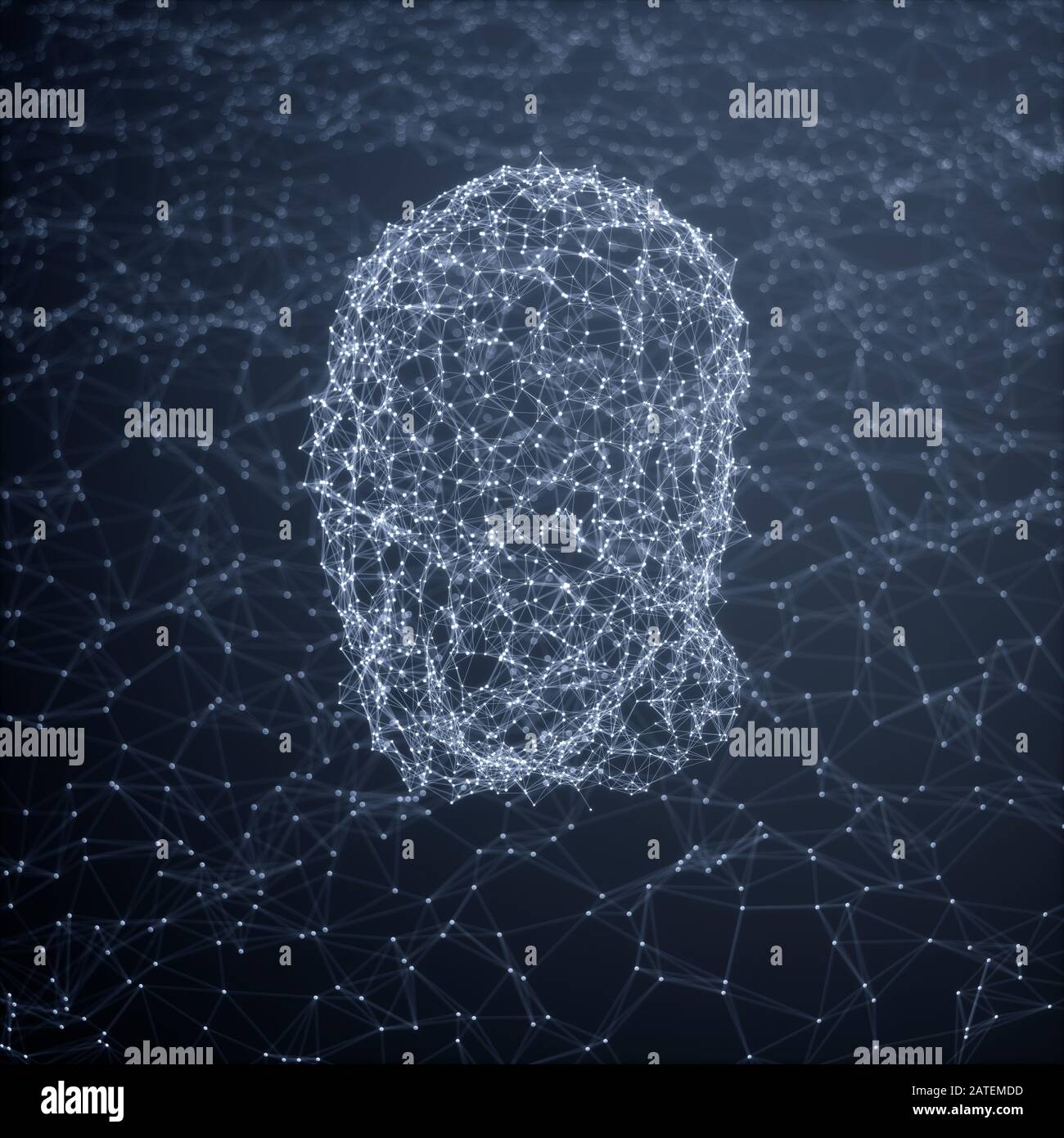 AI technology polygon plexus digital abstract background. 3d rendering ...