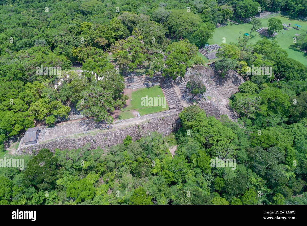 Aerial View of the excavation from the Maya Copan Ruins, Honduras Copan ...