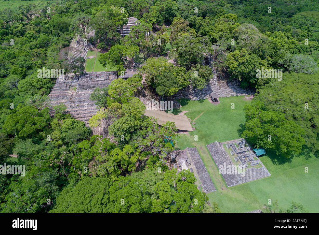 Aerial View of the excavation from the Maya Copan Ruins, Honduras Copan ...