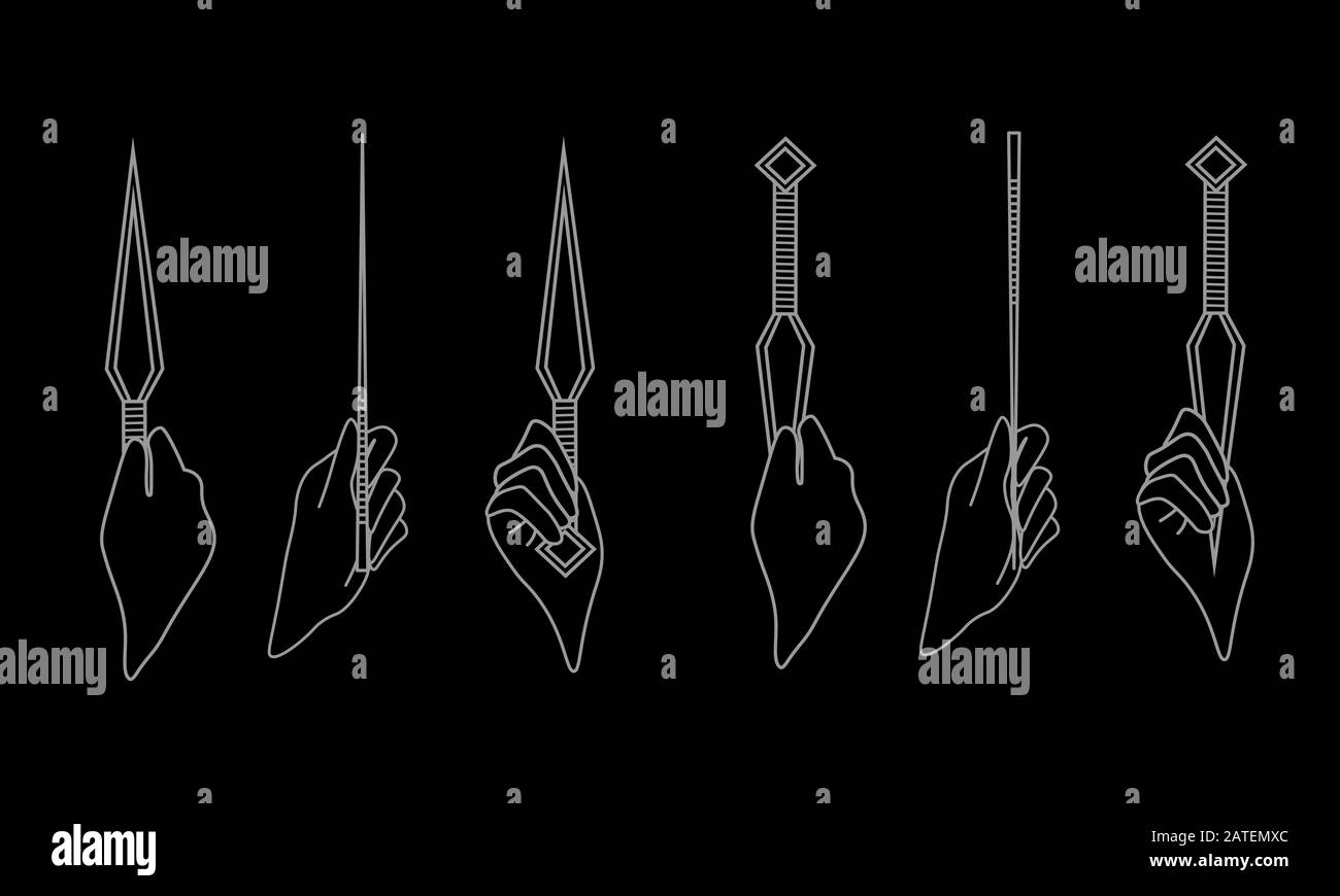 Two types of holding kunai: pinch grip and blade grip Stock Vector ...