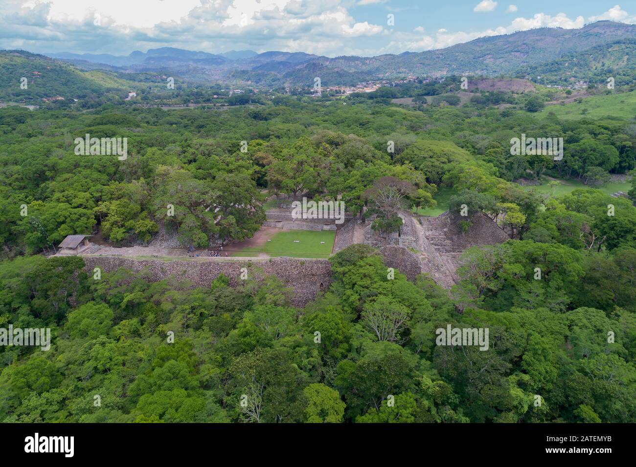 Aerial View of the excavation from the Maya Copan Ruins, Honduras Copan ...