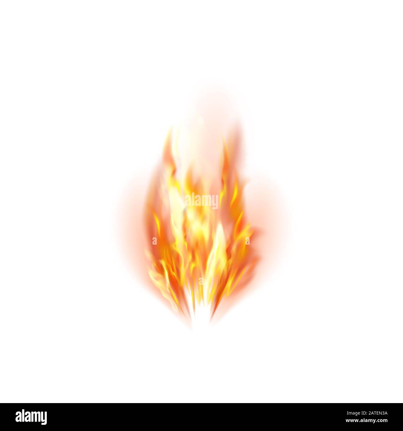 Flame Isolated on White Background. Hot Red and Yellow Burning Fire ...