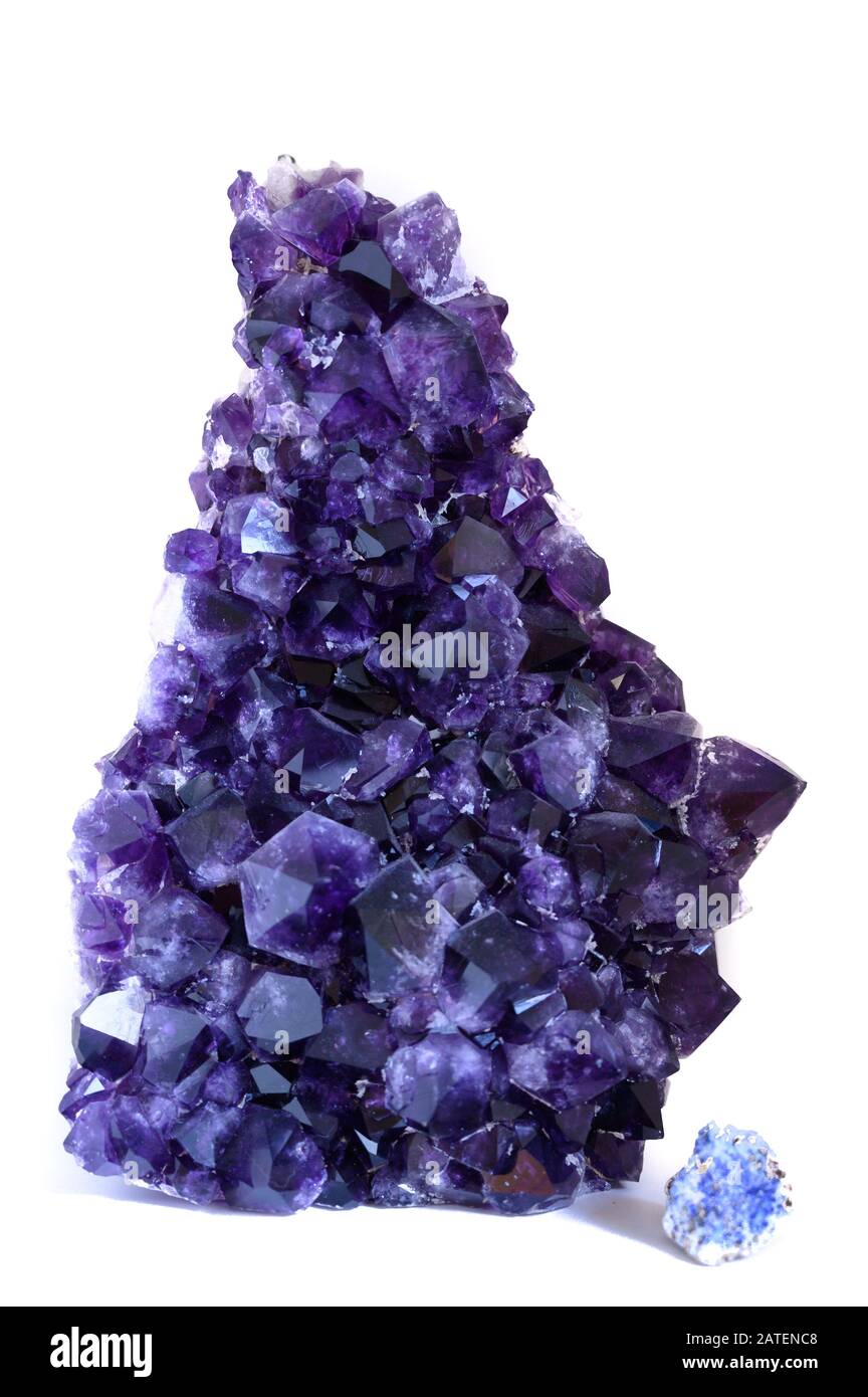 Big violet amethyst crystal gemstone on white background Stock Photo ...