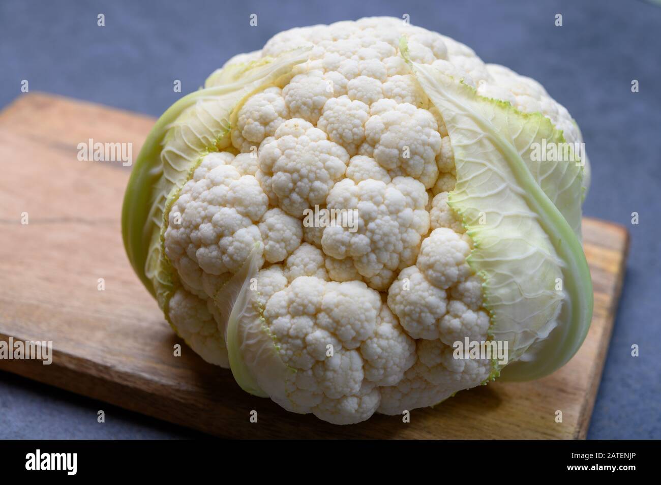Fresh whole head of white organic cauliflower cabbage ready to cook ...