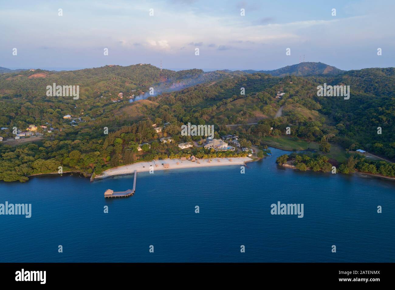 Aerial View of Turquoise Bay, Turquoise Bay, Roatan, Honduras ...