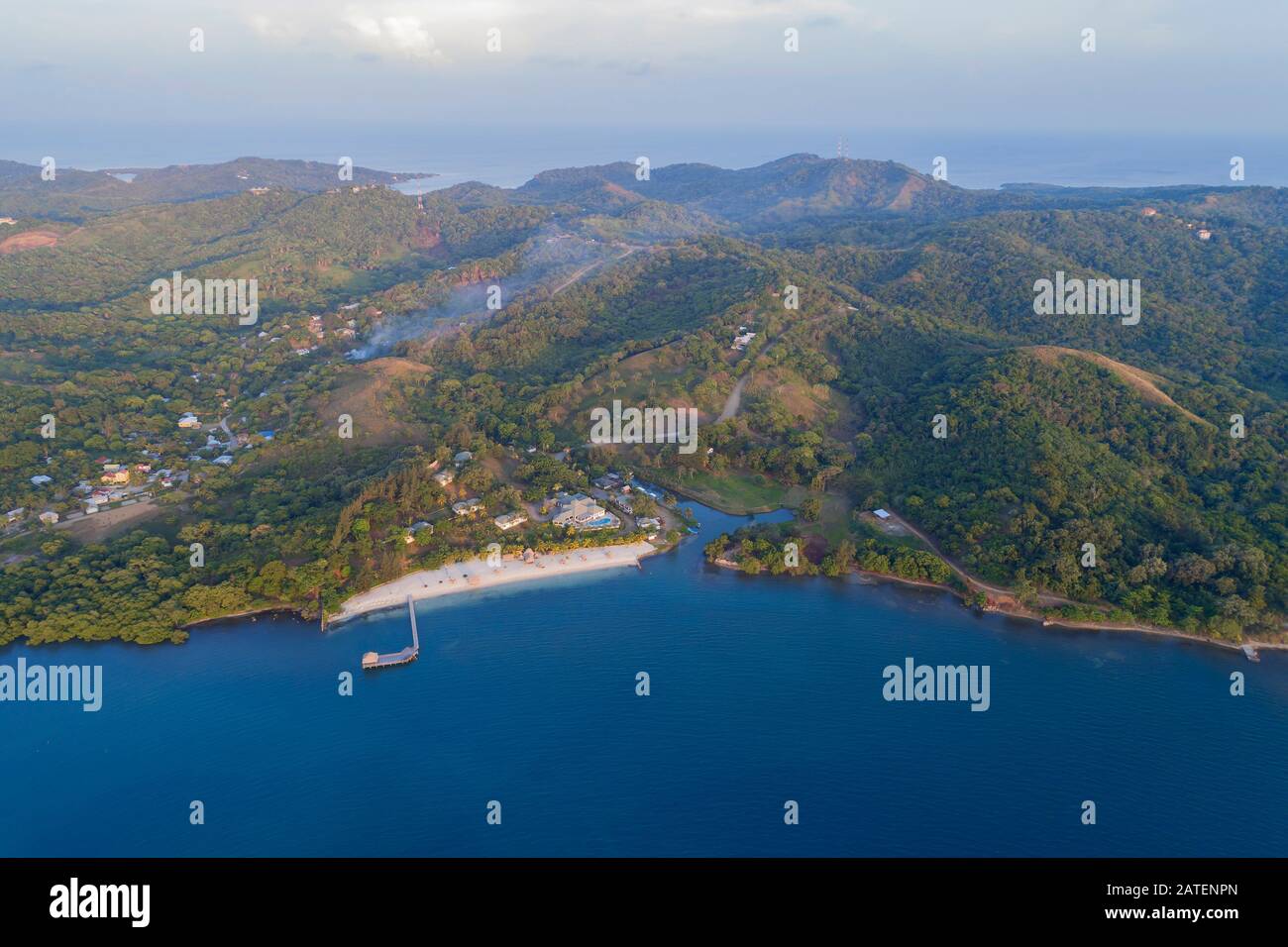 Aerial View of Turquoise Bay, Turquoise Bay, Roatan, Honduras ...
