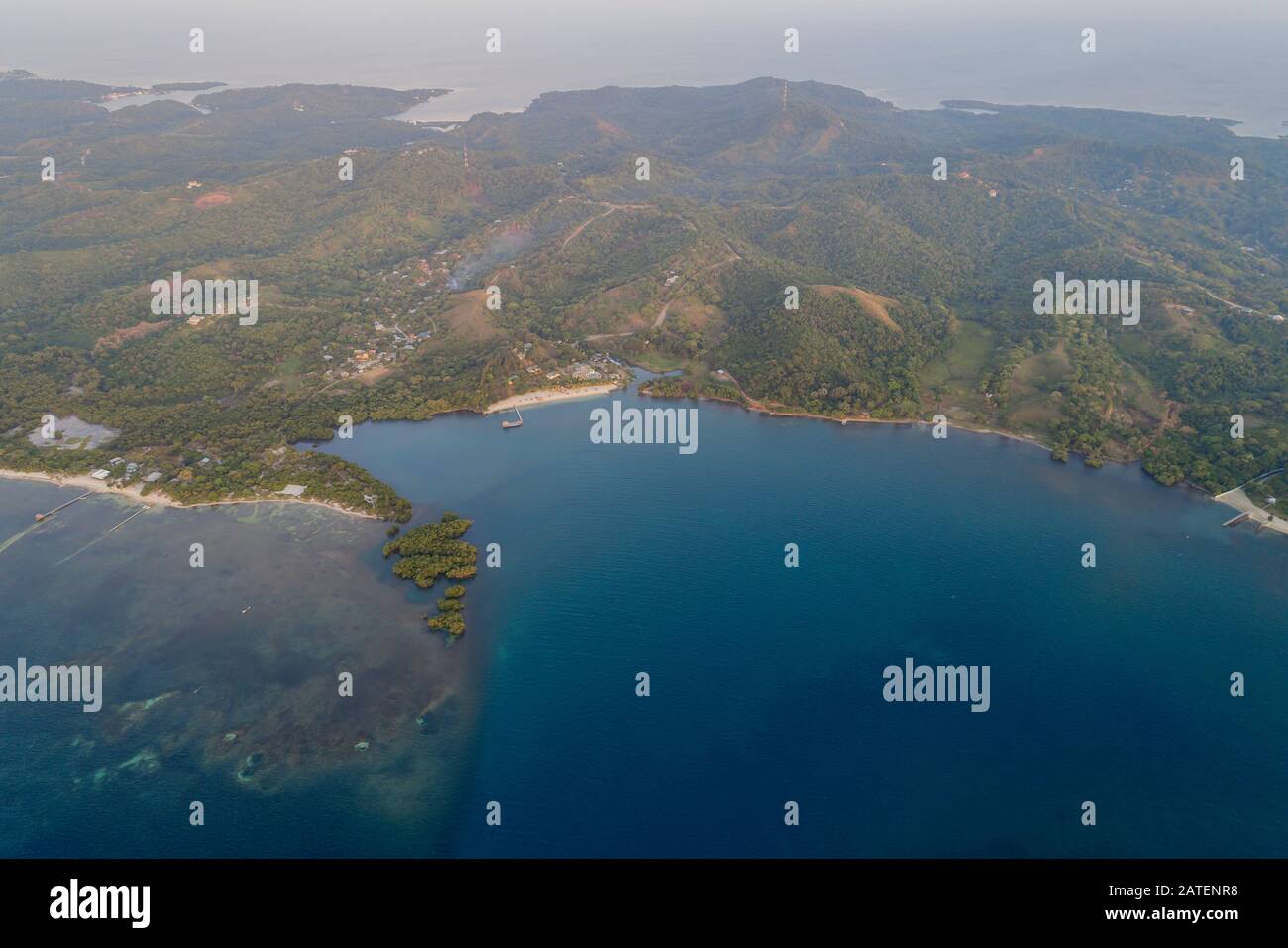 Aerial View of Turquoise Bay, Turquoise Bay, Roatan, Honduras ...