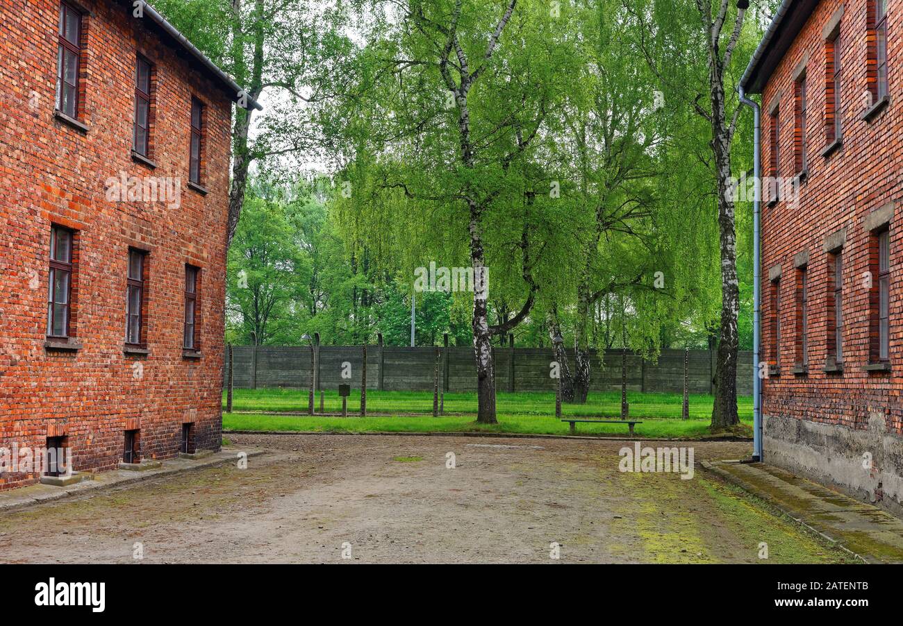 Red brick barracks at Auschwitz concentration camp Stock Photo - Alamy