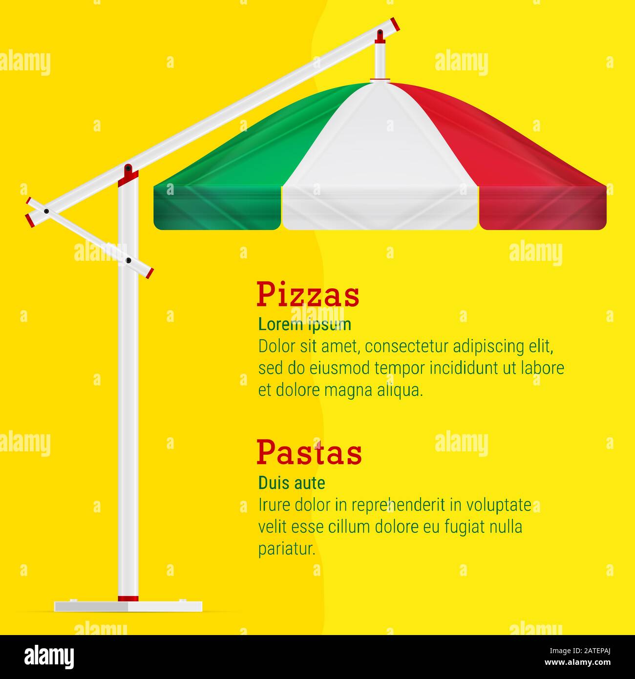 Pizzeria menu background. Umbrella awning in the colors of the italian ...