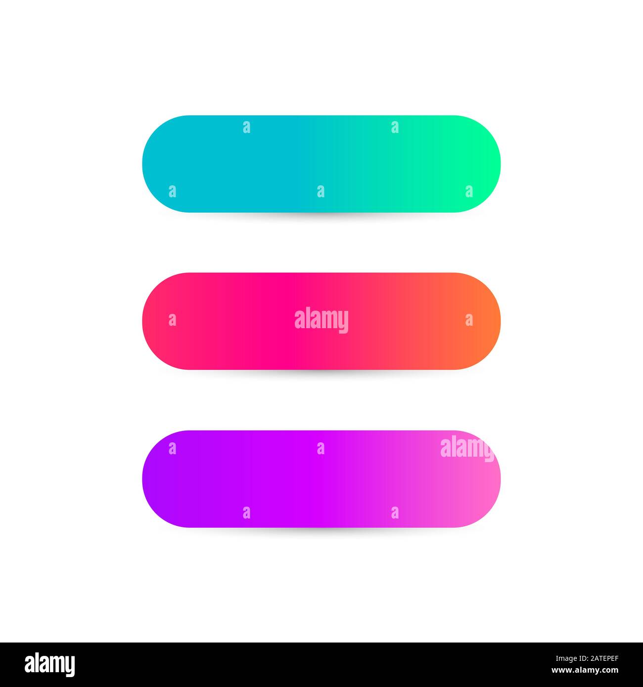 Three trendy empty gradient buttons with soft shadows isolated on white ...